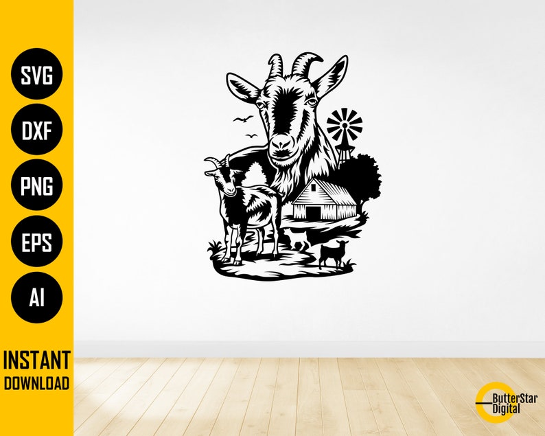 Farm Goat SVG | Farmhouse SVG | Animal Decal Graphics Illustration T ...
