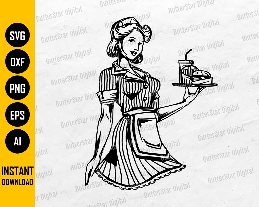 Diner Waitress SVG | Restaurant SVG | Fast Food SVG | Cafe Svg | Burger ...