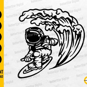 Surfing Astronaut SVG | Surfer SVG | Surf T-shirt Graphics Vinyl Decal ...