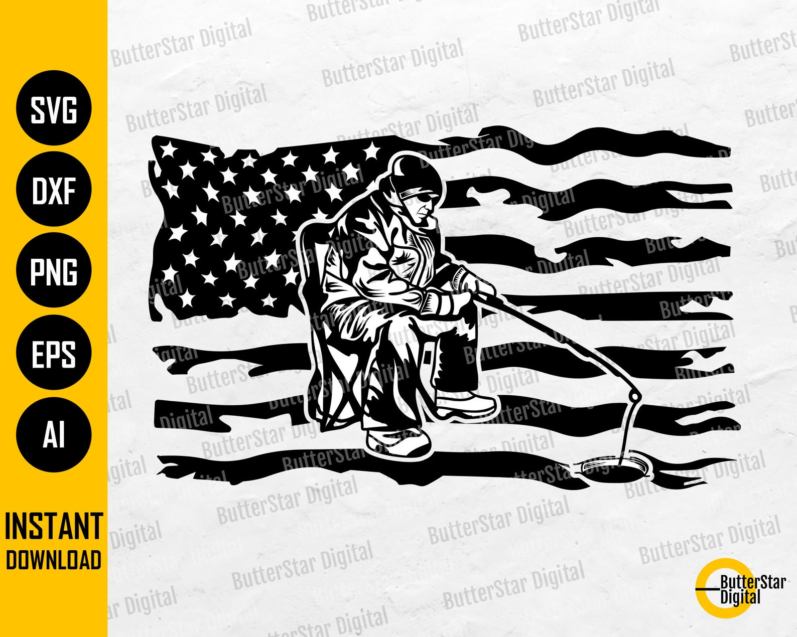 US Ice Fishing SVG American Ice Fisher SVG Winter - Etsy