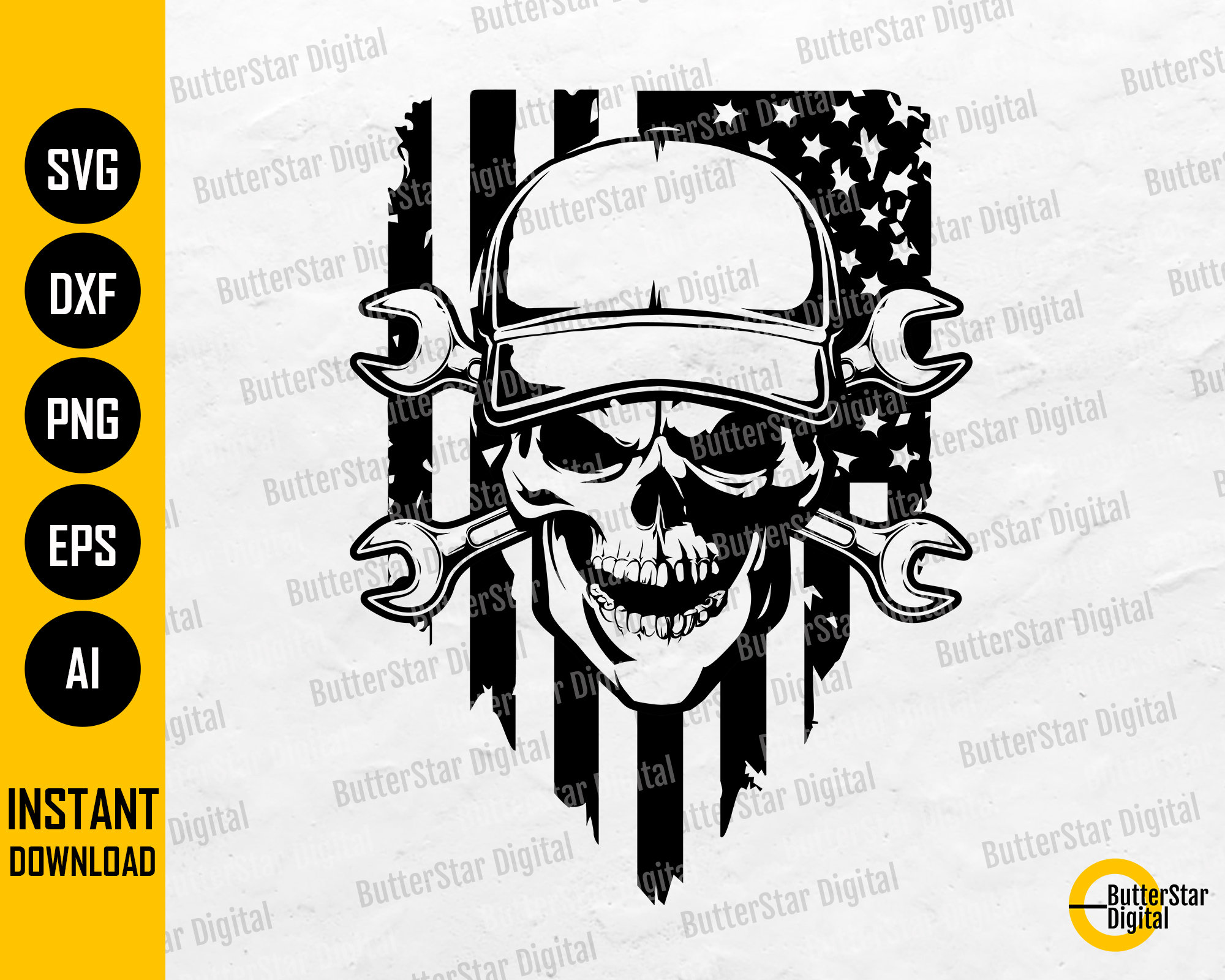 US Skull Mechanic SVG USA Crossbones Svg American Mechanic - Etsy