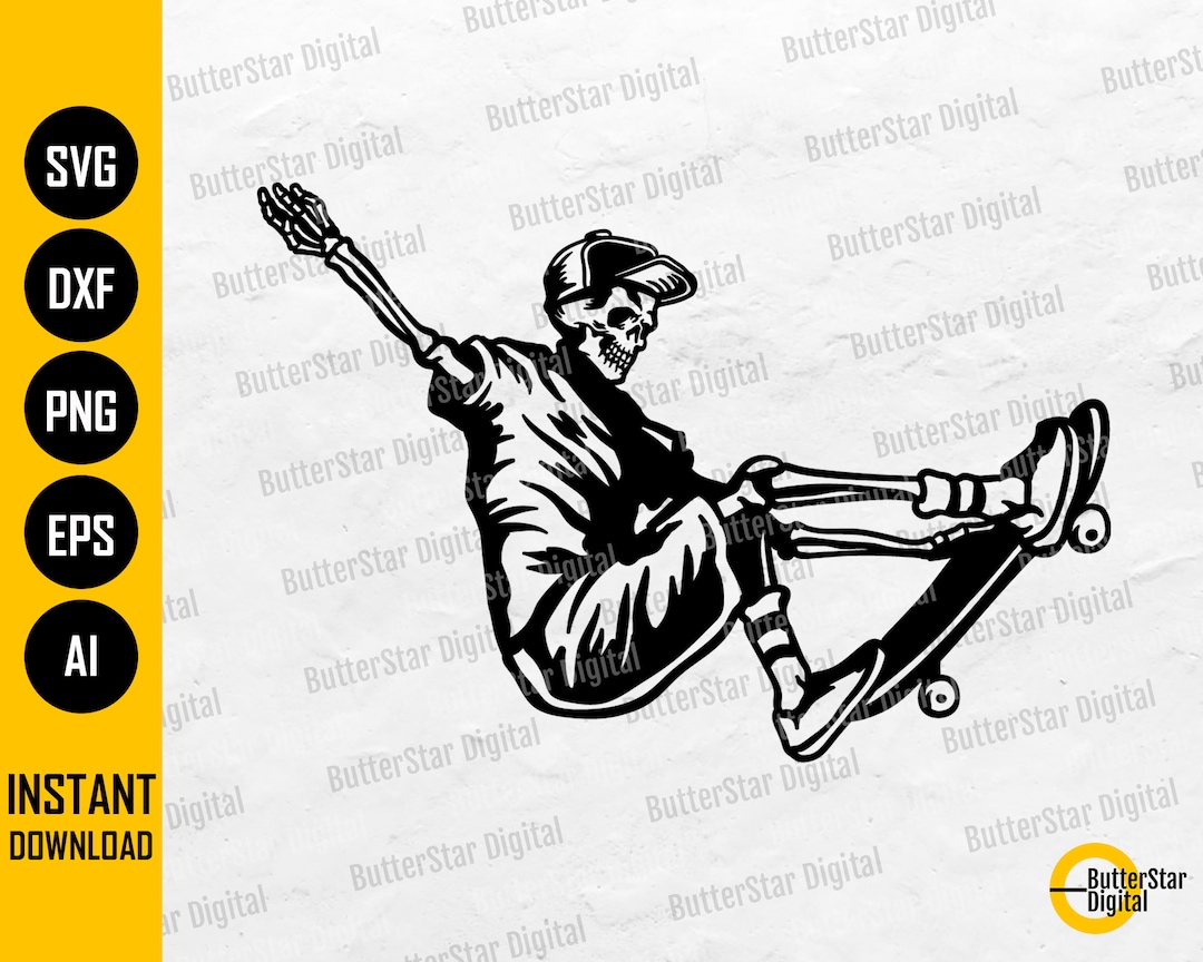 Skeleton Skateboarding SVG Death Skull Skateboard Skater Skate Ride ...
