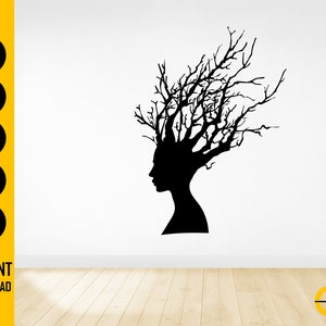 Woman Head Tree SVG | Nature Girl SVG | Plant Lady SVG | Women's Hair ...