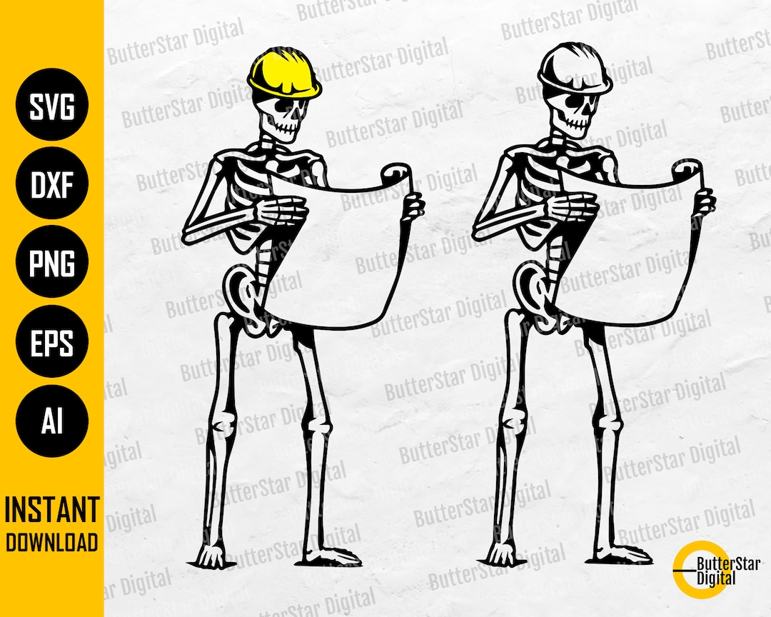 Skeleton Engineer SVG | Construction T-shirt Decal Vinyl Stencil ...