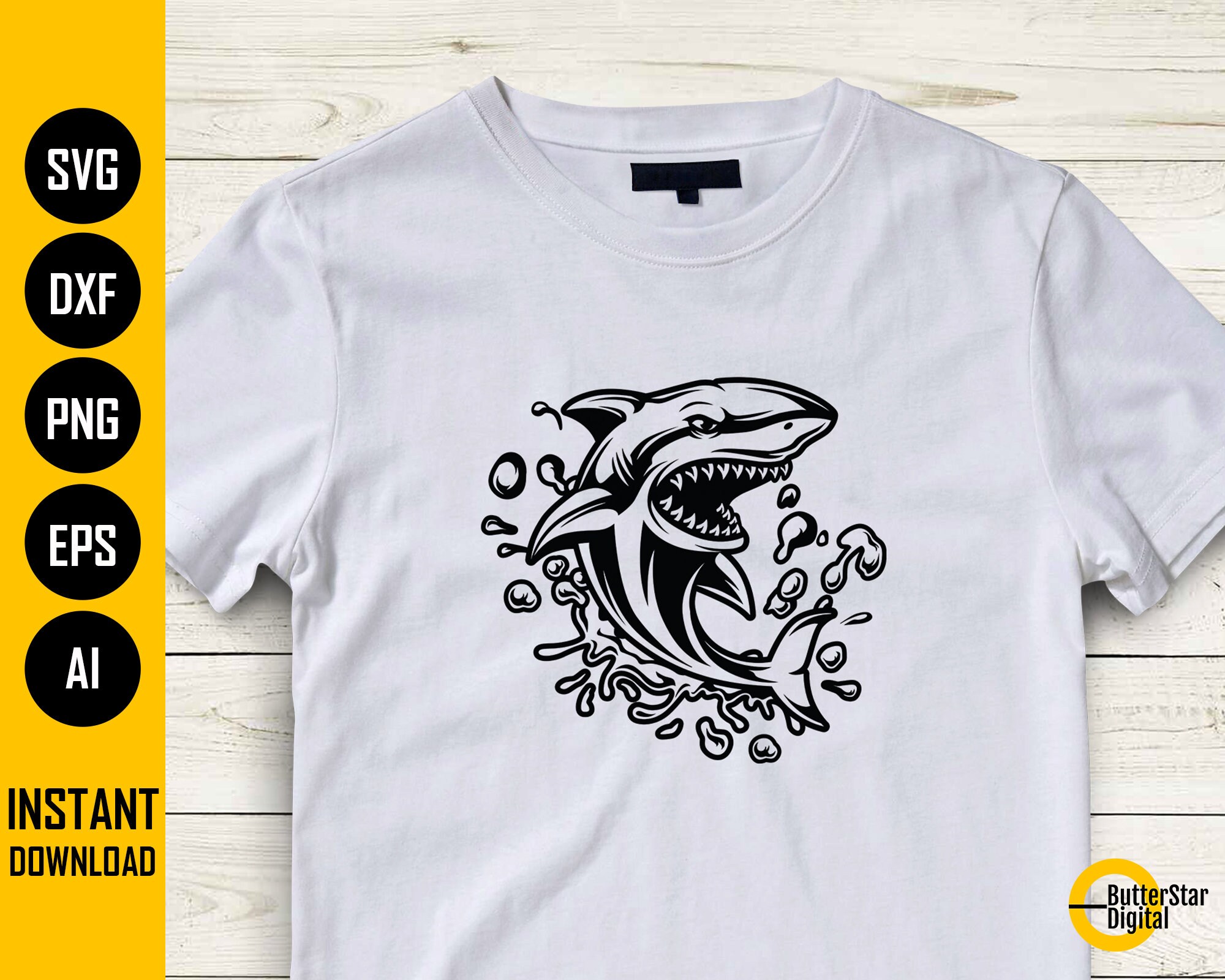 Splashing Shark SVG | Swimming SVG | Ocean T-shirt Vinyl Decal Sticker ...