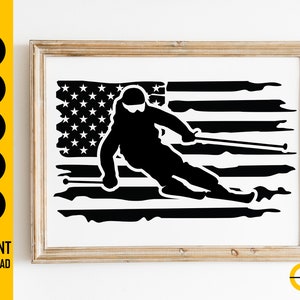 US Skiing SVG | American Skier SVG | Snow Ski Illustration Drawing ...