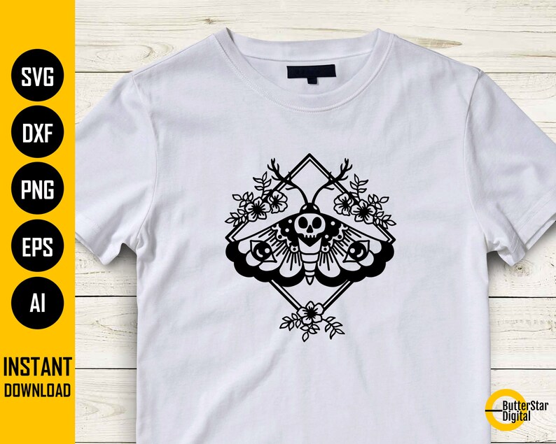 Cute Death Head Moth Geo Floral SVG Flowers SVG Mystical - Etsy