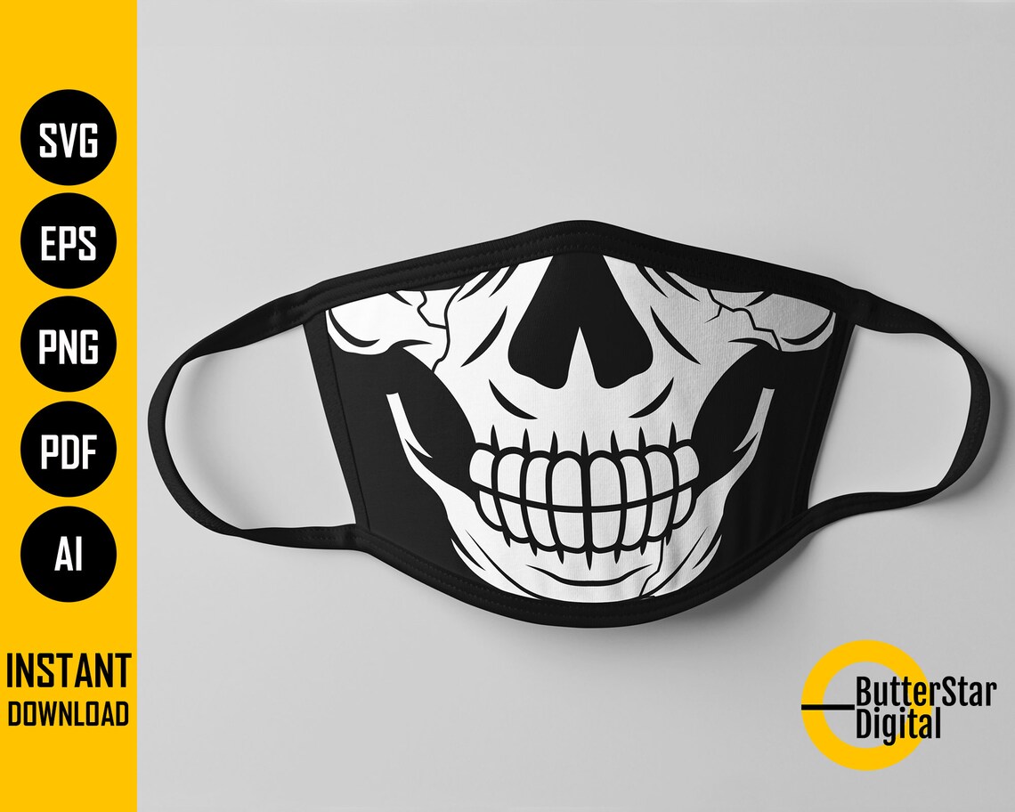 Skull Cracked Face Mask SVG Skeleton Mouth Facemask Bones - Etsy
