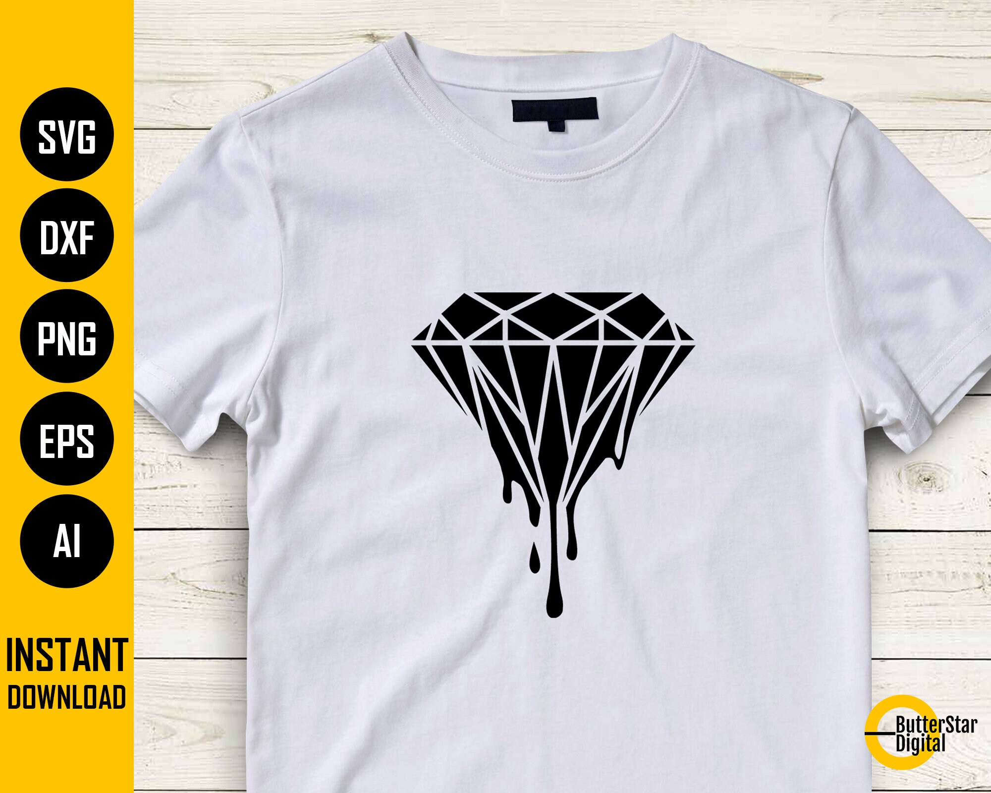 Dripping Diamond SVG Crystal SVG Gemstone Decal T-Shirt | Etsy