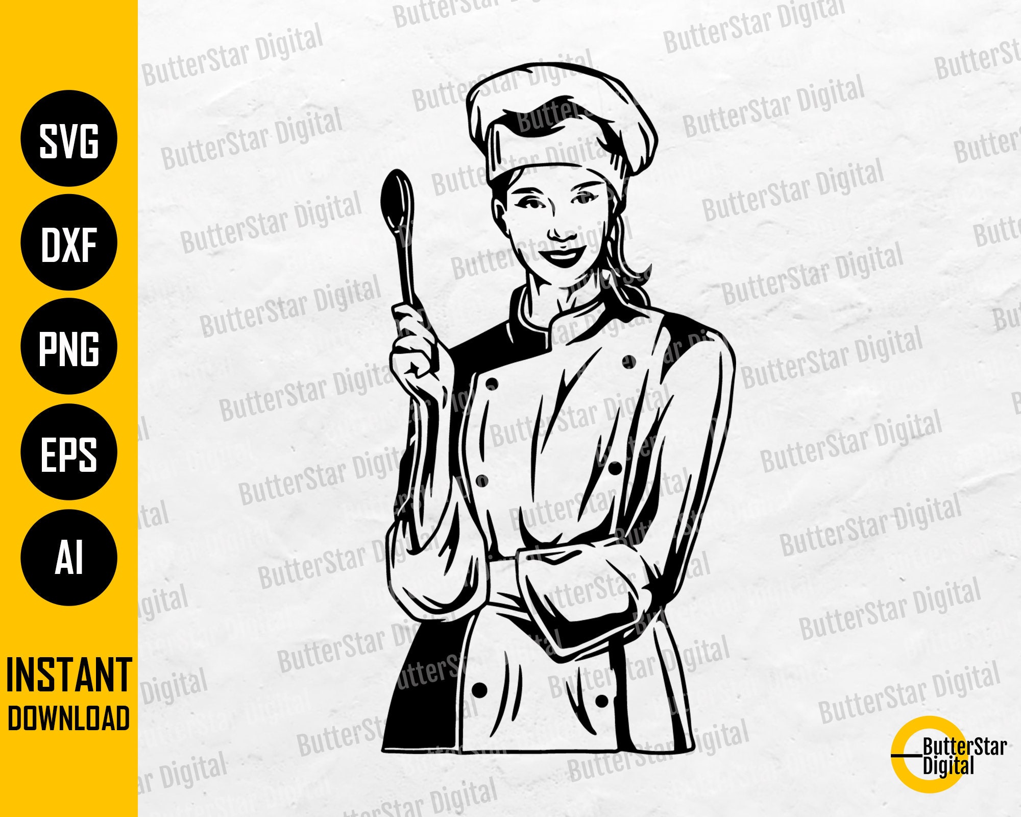 Lady Chef SVG Female Cook SVG Kitchen SVG Restaurant - Etsy