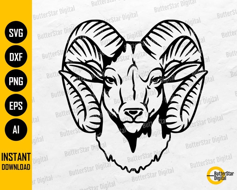 Ram Head SVG | Ram SVG | Farm Animal Decal Graphics Illustration T ...