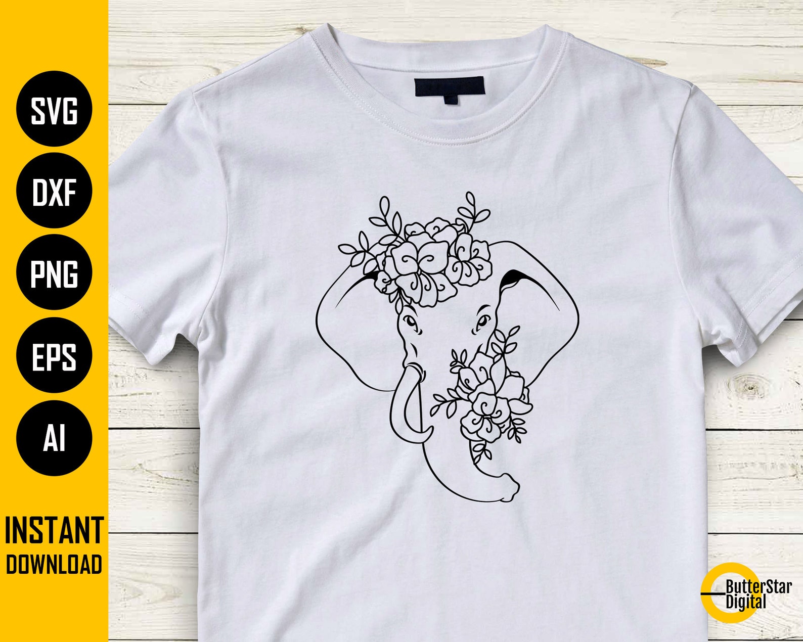 Floral Elephant SVG Wildlife SVG Cute Animal Decals - Etsy