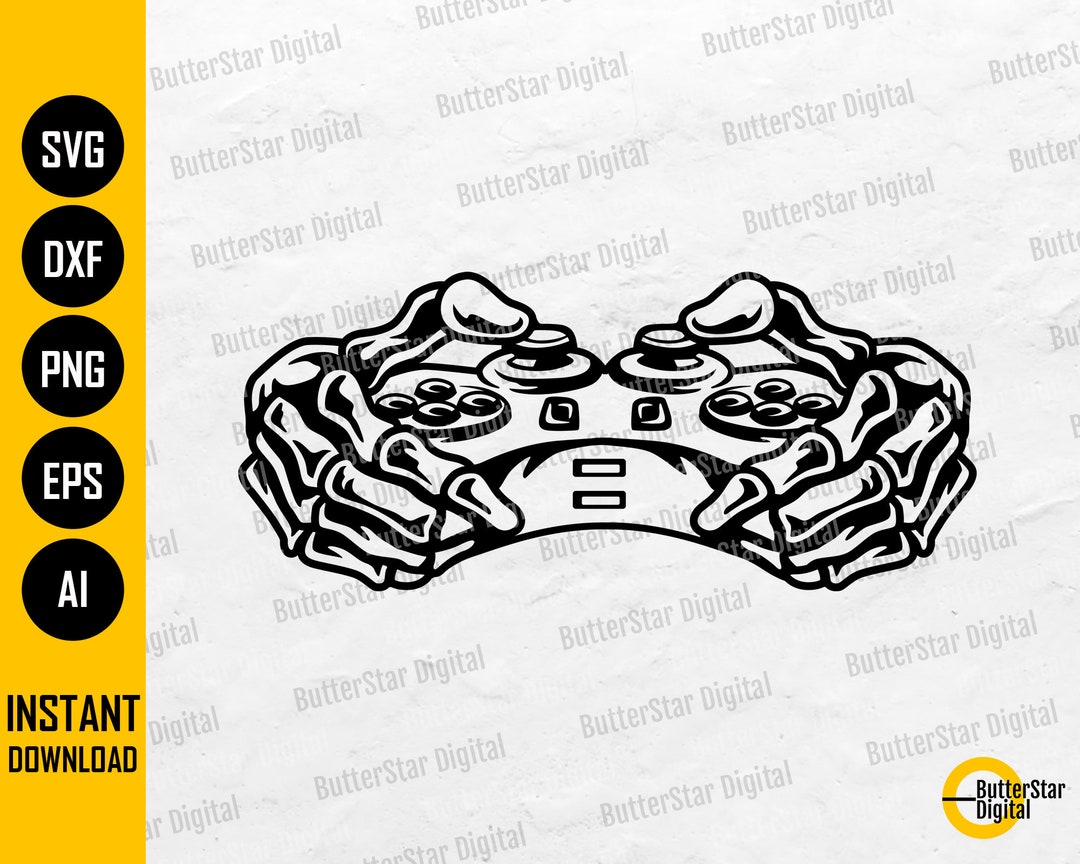 Skeleton Hand Playing Video Games SVG | Gamer T-shirt Tattoo Stencil ...