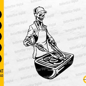 Skeleton Grilling SVG | BBQ SVG | Cooking T-shirt Decal Stencil ...