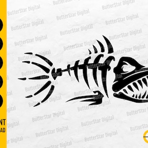 Fish Skeleton SVG | Fishbone SVG | Fishing T-shirt Stencil Graphics ...