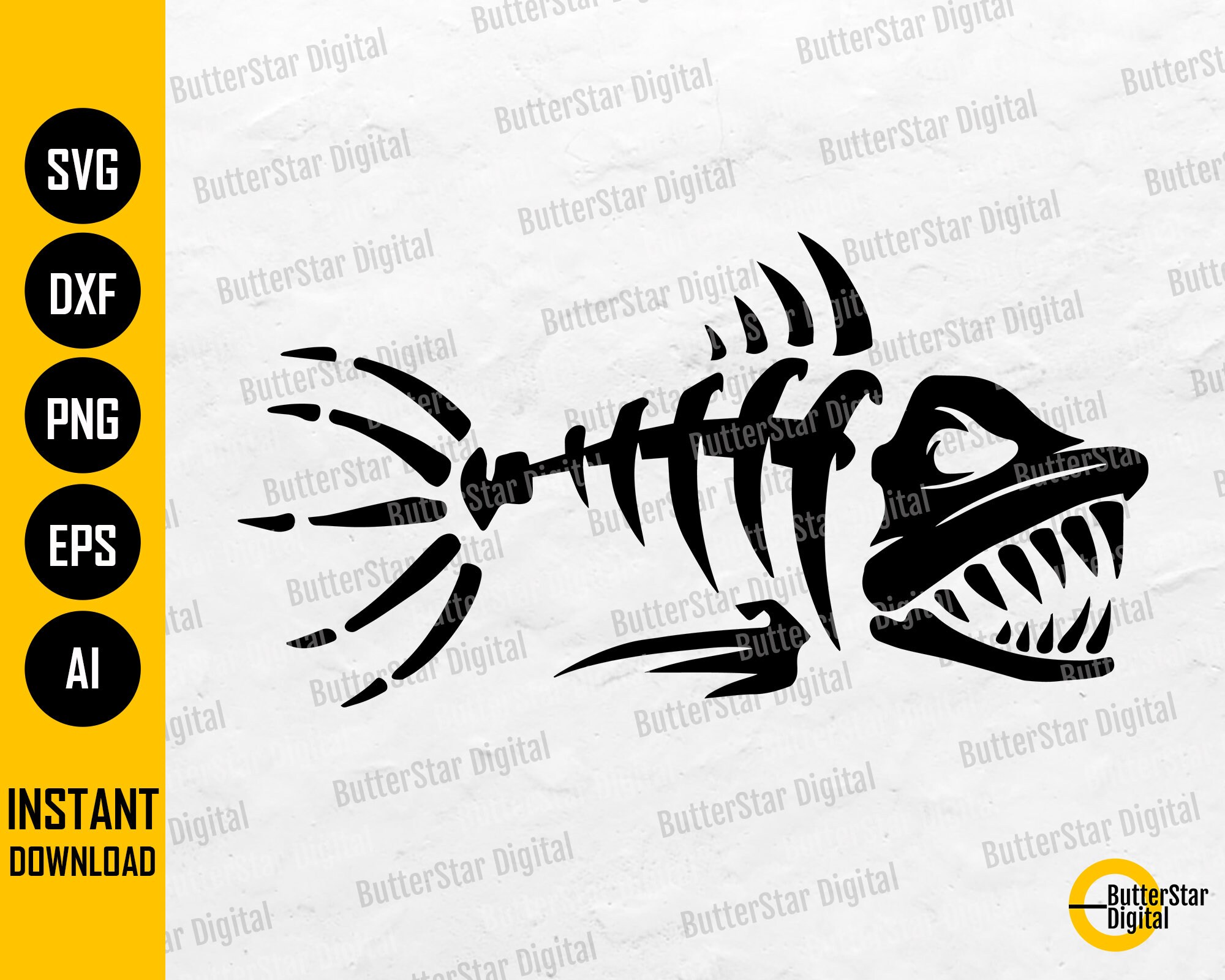 Esqueleto de pez SVG / Espina de pescado SVG / Camiseta de pesca ...