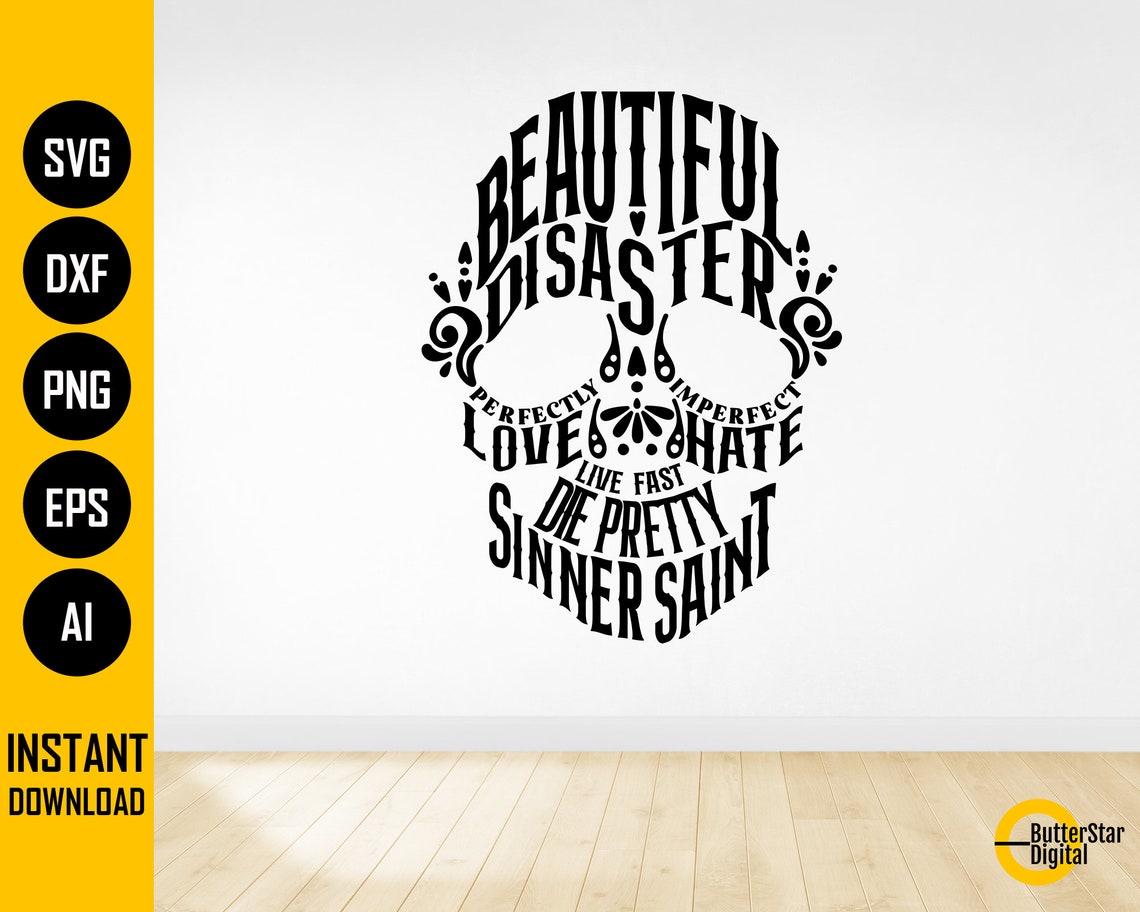 Beautiful Disaster SVG Live Fast Die Pretty SVG Skull - Etsy