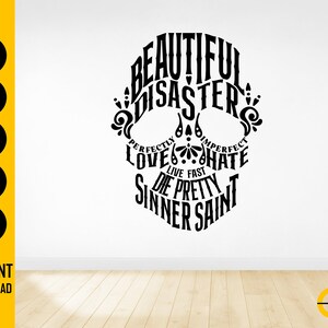 Beautiful Disaster SVG | Live Fast Die Pretty SVG | Skull T-shirt Decal ...