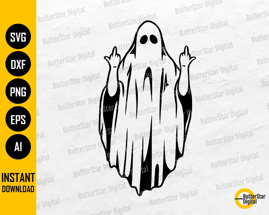 Ghost Middle Finger SVG | Funny Halloween Decoration T-shirt Sticker ...