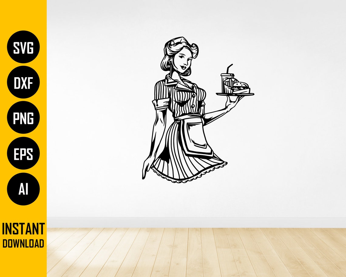 Diner Waitress SVG Restaurant SVG Fast Food SVG Cafe Svg - Etsy
