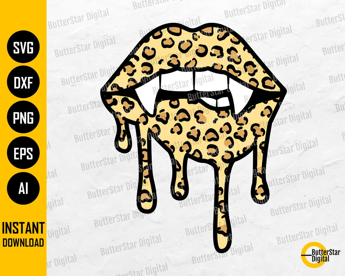 Leopard Vampire Lips PNG | Dripping Mouth SVG | Girls Horror T-shirt ...