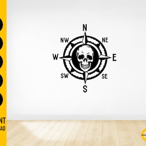 Skull Compass SVG | Nautical SVG | Wind Rose Svg | Cricut Cutting File ...
