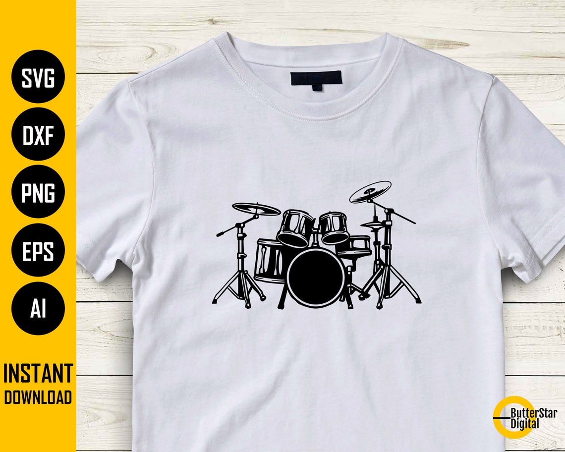 Drum Set SVG | Drums SVG | Musical Instrument SVG | Drumming Rhythm ...
