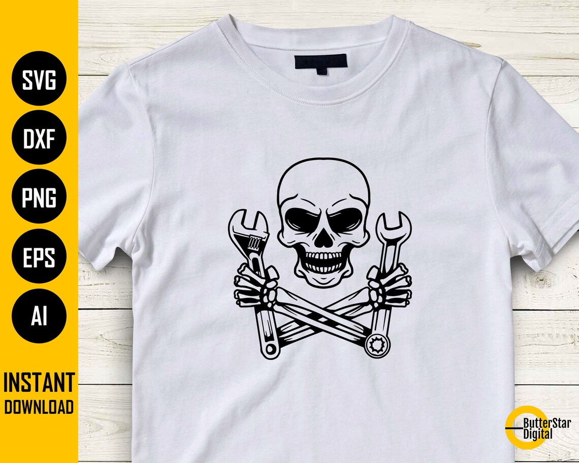 Mechanic Skull SVG | Crossbones SVG | Engine Auto Car Shop Garage ...