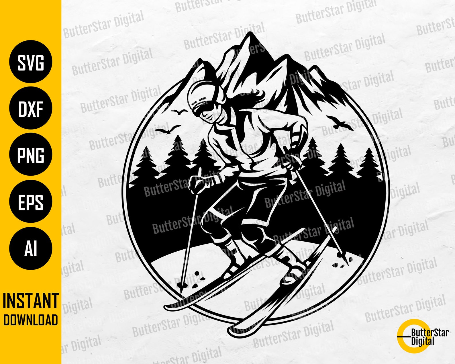 Skier Scene SVG Skiing T-shirt Decal Sticker Graphics - Etsy
