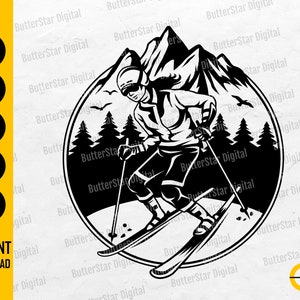 Skier Scene SVG Skiing T-shirt Decal Sticker Graphics Cricut Cutting ...