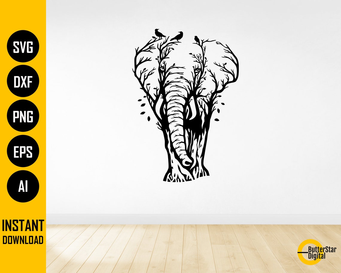 Tree Elephant SVG Safari SVG Animal T-shirt Design Decal - Etsy
