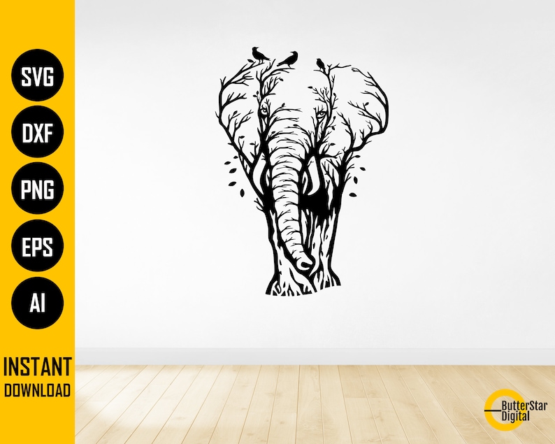 Tree Elephant SVG Safari SVG Animal T-shirt Design Decal - Etsy