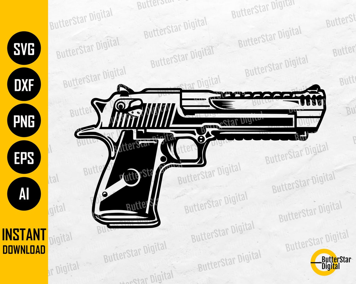 Handgun SVG | Hand Gun SVG | Firearm Stencil Vinyl Decal Graphics ...