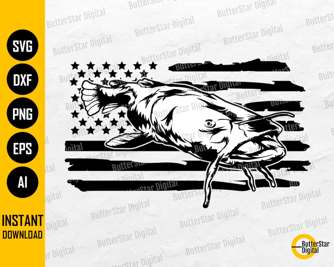 US Flathead Catfish SVG | USA Flatheads Svg | Fishing T-shirt Decals ...