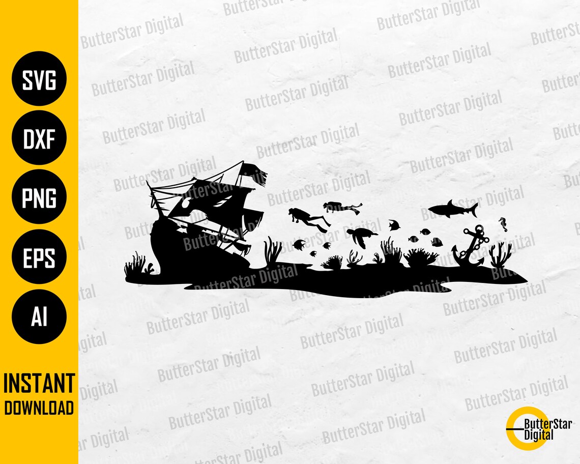 Scuba Diving Scene SVG Dive Site SVG Underwater SVG Deep - Etsy