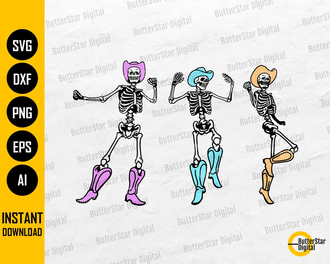 Dancing Cowboy Skeletons SVG | Funny Decal T-shirt Wall Art Design ...