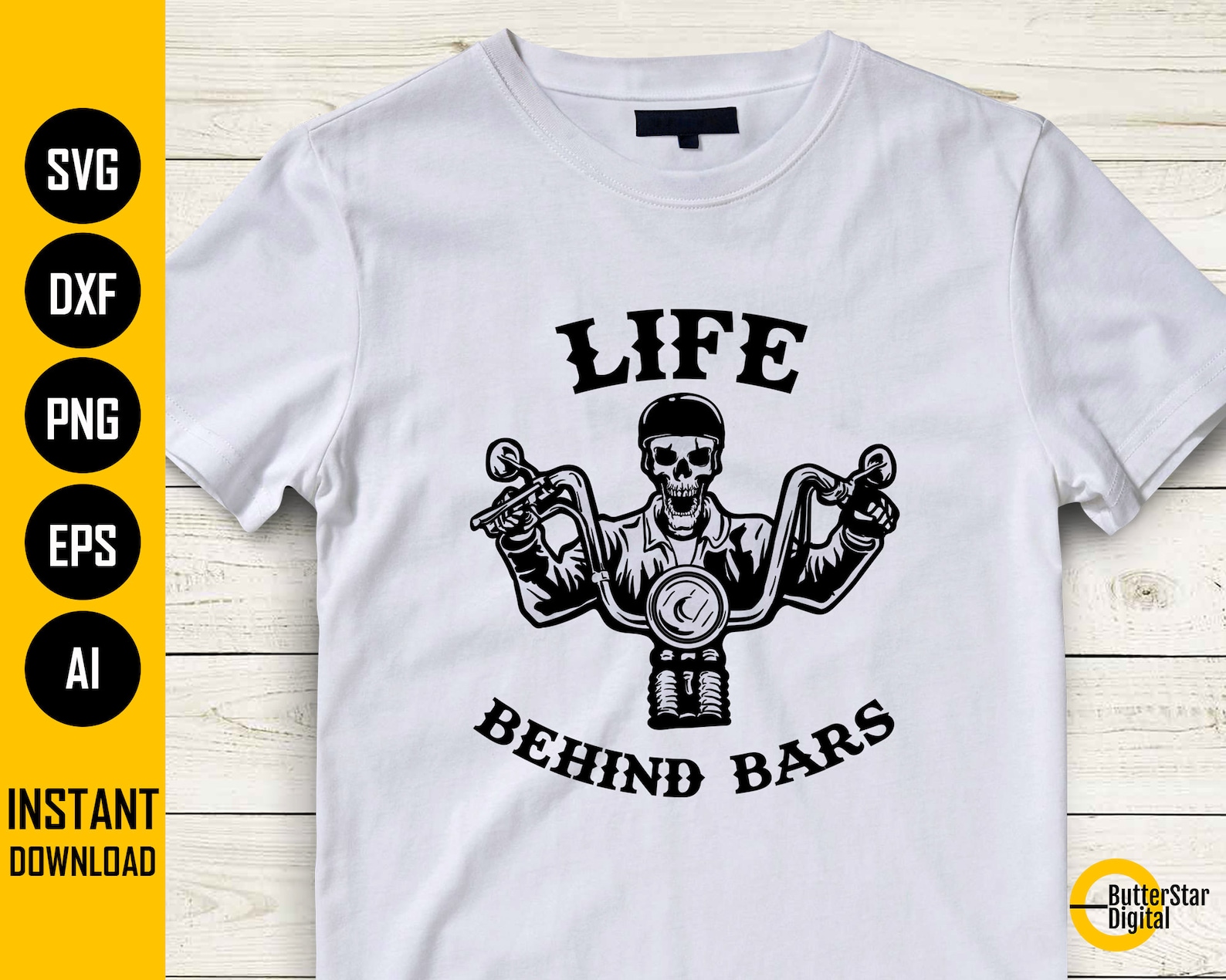 Life Behind Bars SVG | Skeleton Riding Motorcycle SVG | Biker Shirt ...