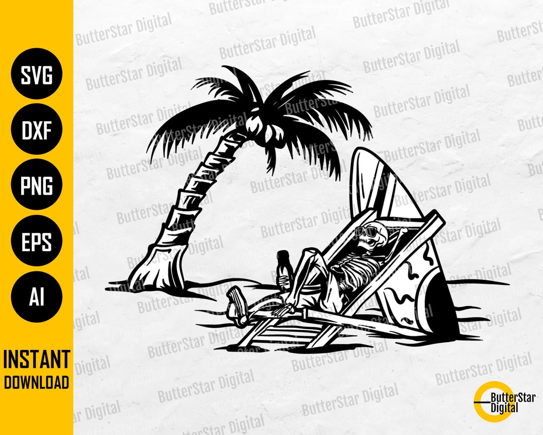 Beach Skeleton SVG | Dead Summer Skull SVG | Tropical Decal T-shirt ...
