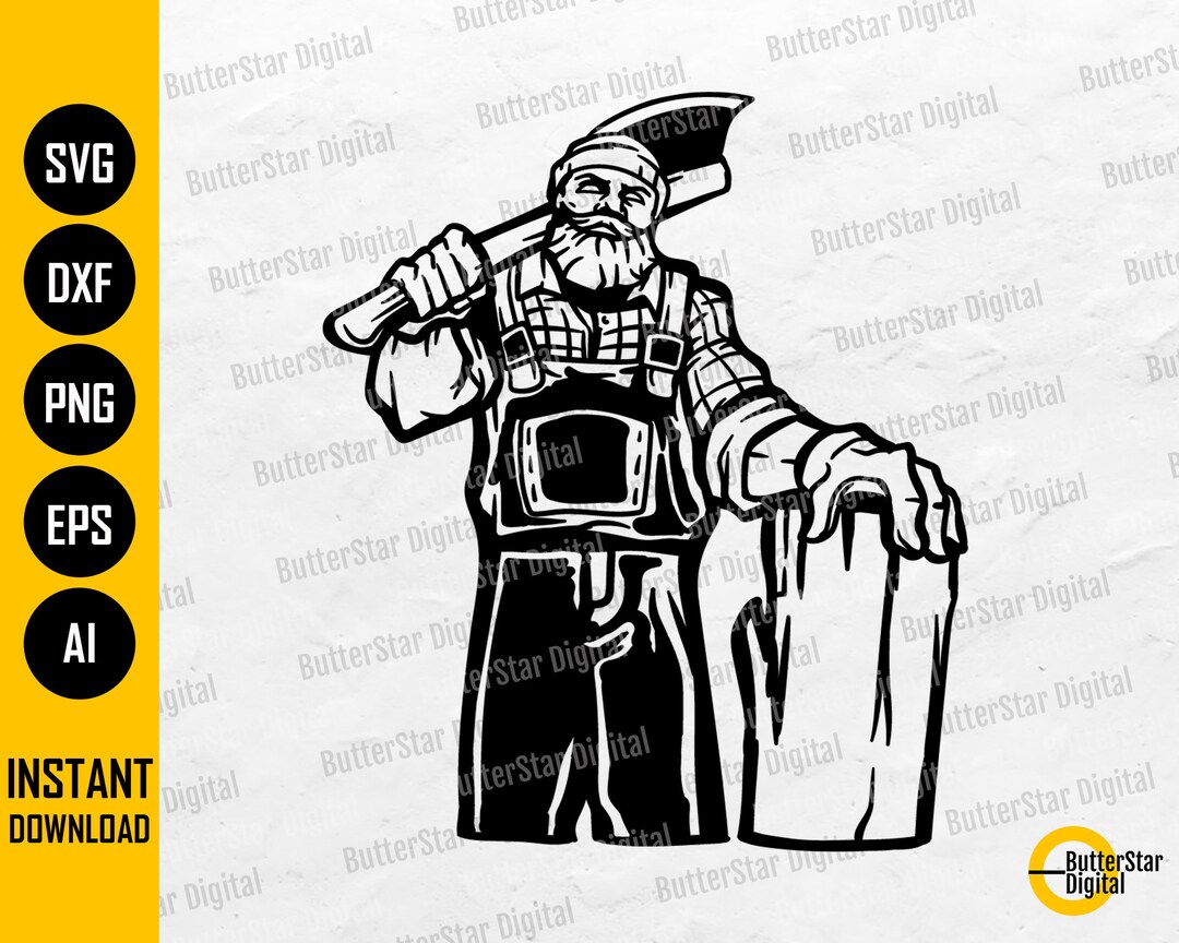 Lumberjack SVG | Chopping Wood SVG | Lumber Trees Saw Cutter Timber ...