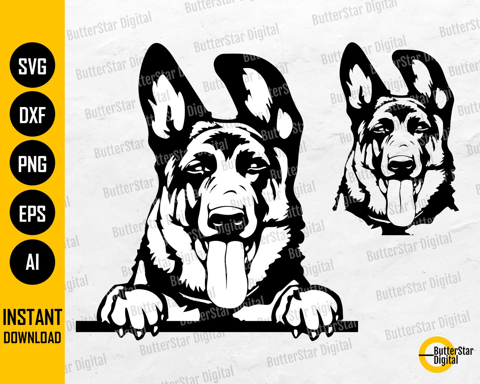 German Shepherd SVG K-9 Police Dog Canine Illustration Drawing Decal ...