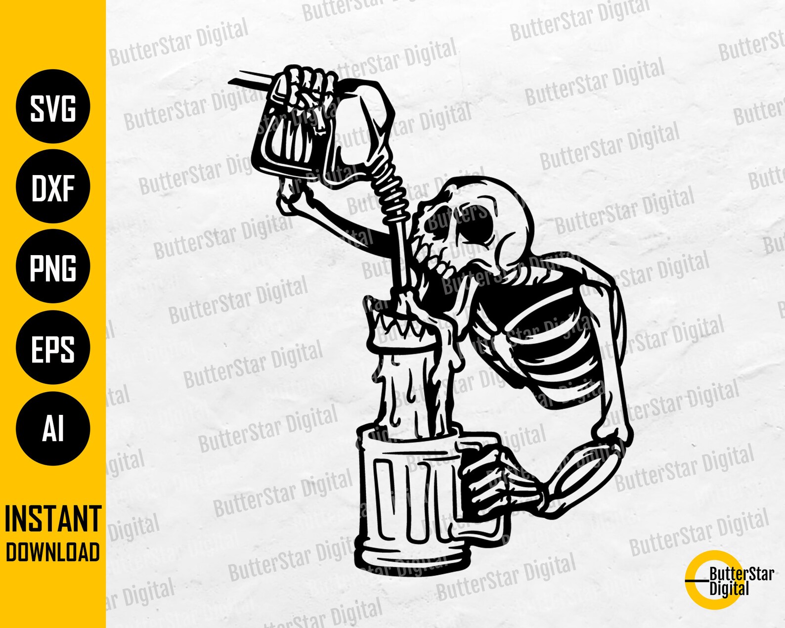 Skeleton Drinking Gasoline SVG | Beer Mug SVG | Gas Pump SVG | Cricut ...
