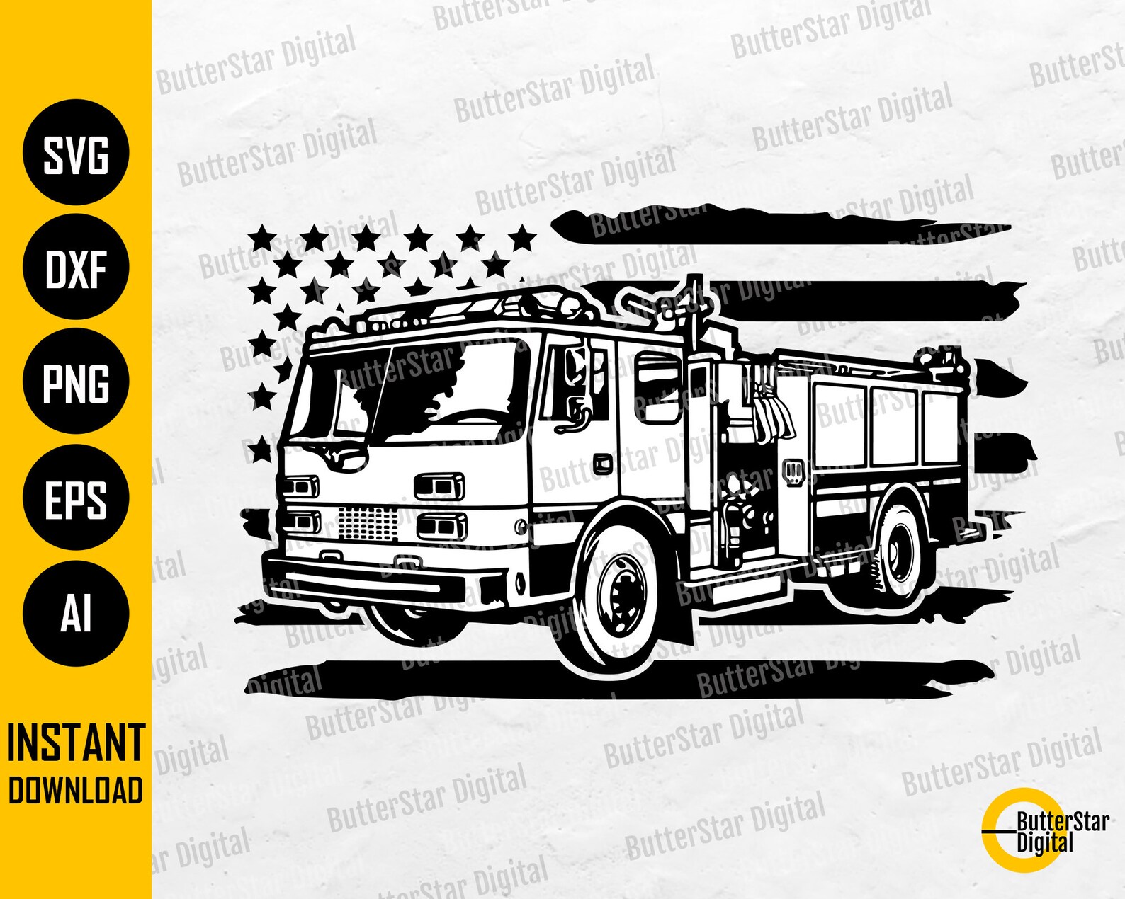 US Fire Truck SVG | Fire Engine Svg | USA Fireman Emergency Response ...