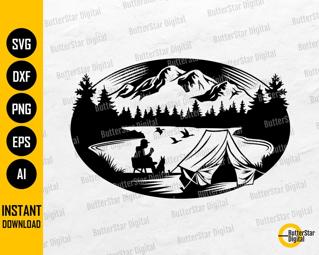 Lake Camping SVG | Camp SVG | Tent SVG | Mountains Nature Chill Relax ...
