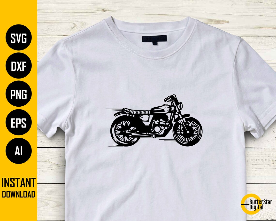 Vintage Motorcycle SVG | Cafe Racer SVG | Old Motorbike SVG | Racing ...