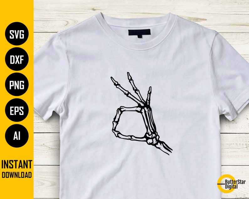 Skeleton OK Hand Sign SVG | Okay SVG | Fine Bones Skeletal Alright Good ...