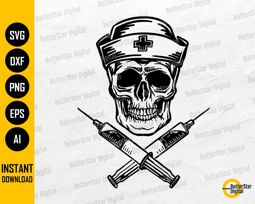 Nurse Skull SVG | Syringe Crossbones SVG | Medical Decal T-shirt ...