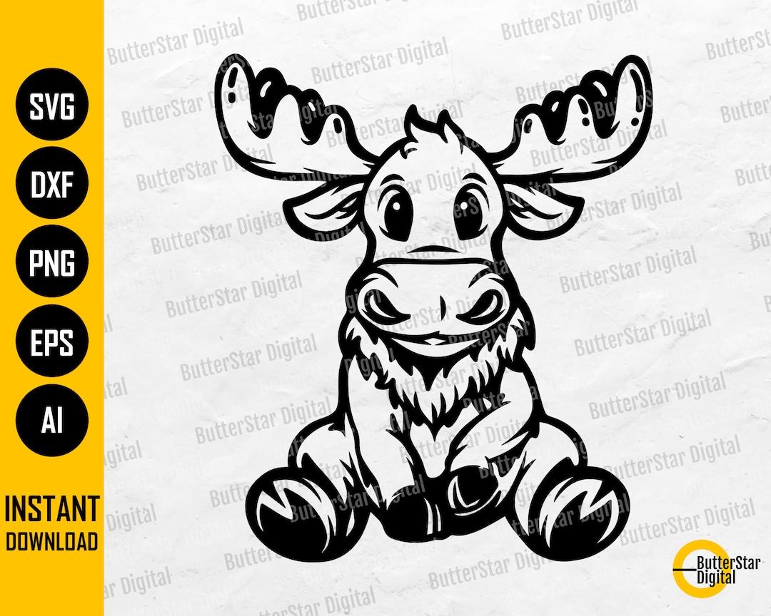 Cute Moose SVG | Forest SVG | Childrens Animal T-shirt Gift Graphics ...
