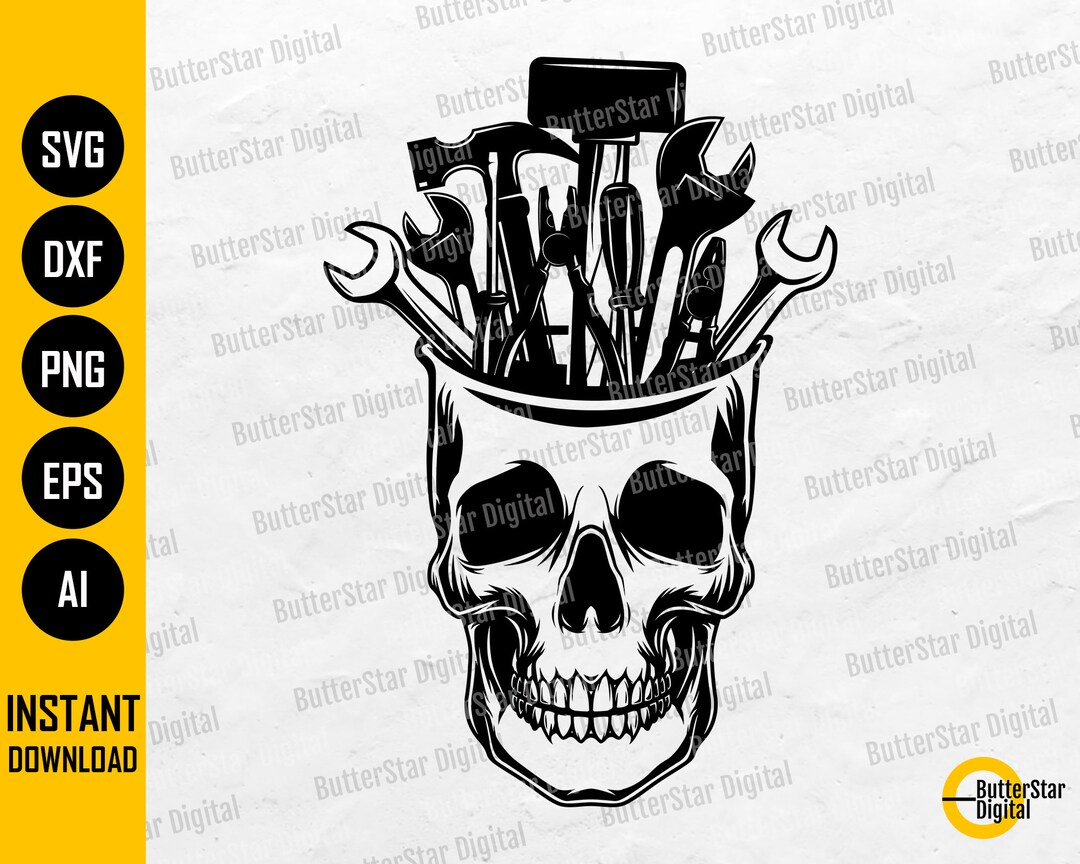 Tools Skull SVG | Handyman SVG | Tool Box SVG | Repair Fix Garage Build ...