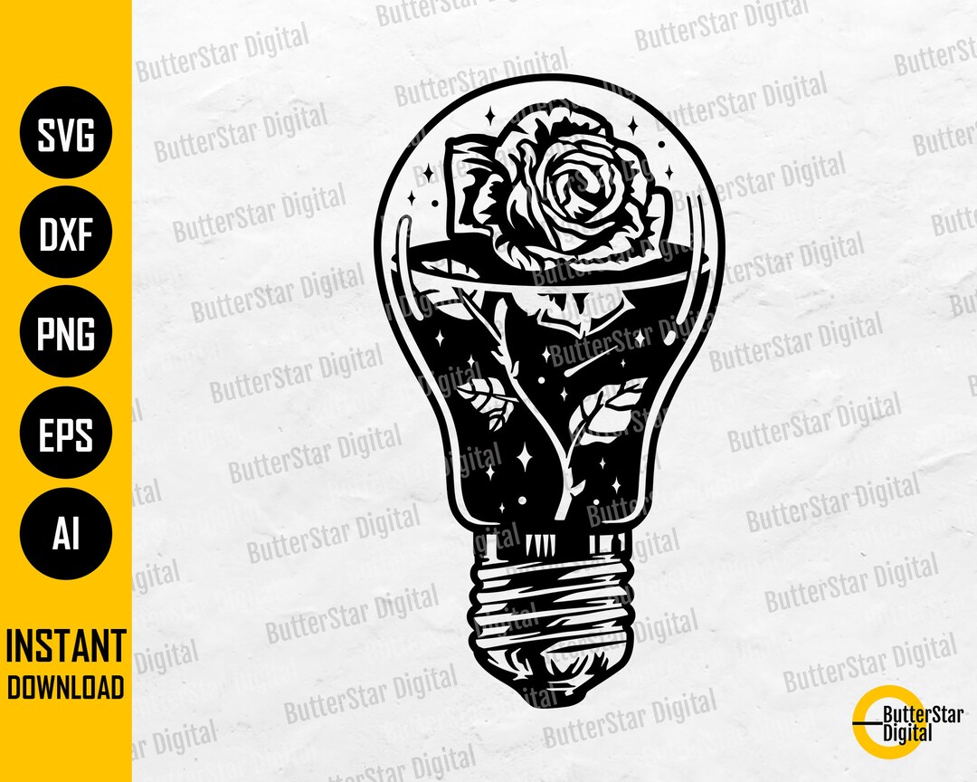 Rose in A Light Bulb SVG | Flower Tattoo Decals T-shirt Stickers ...
