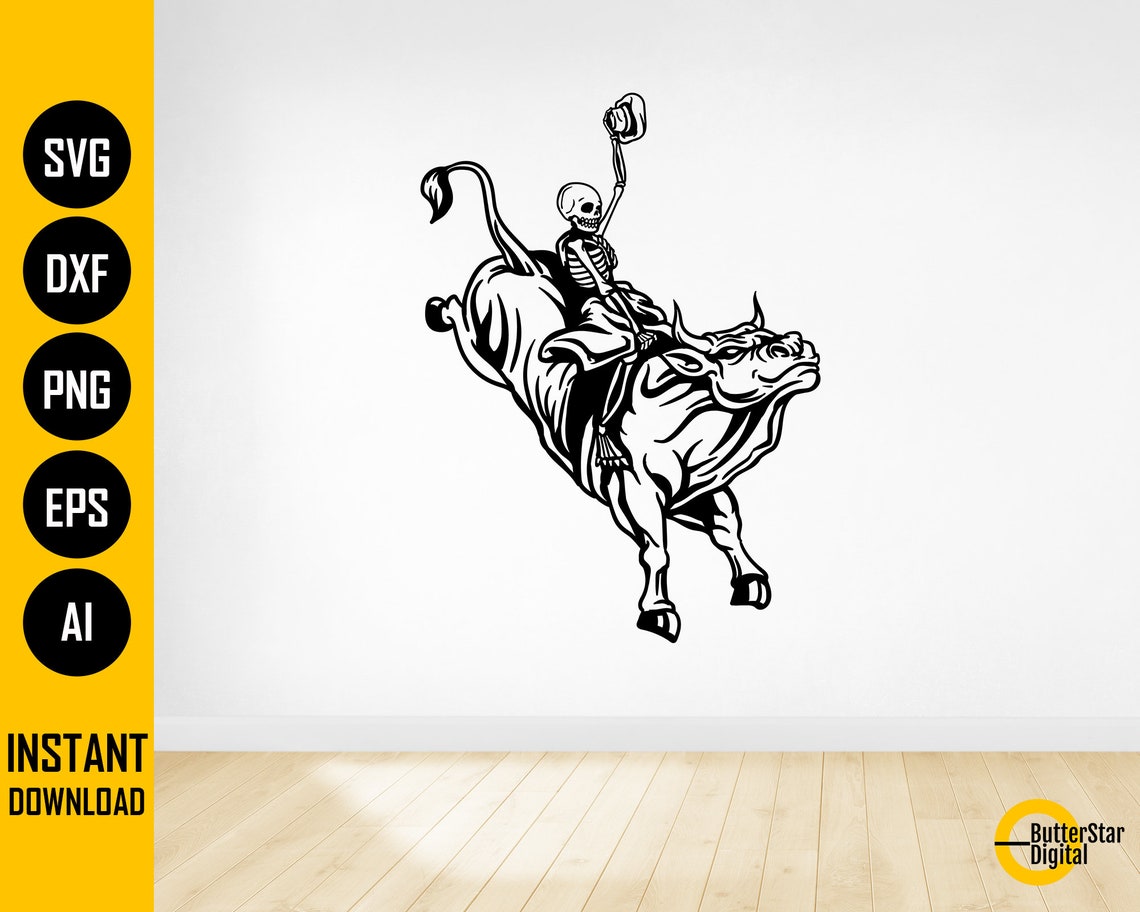 Skeleton Rodeo SVG Bull Riding SVG Cowboy SVG Ranch - Etsy